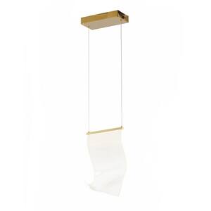 YANSUN 1-Light Gold Crystal Integrated LED Pendant Light Modern ...