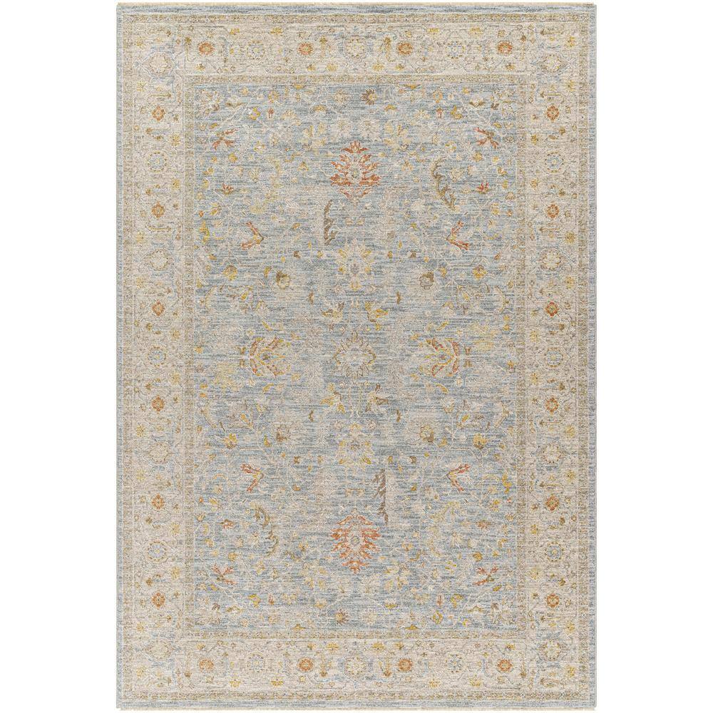 Livabliss Avant Garde 5 ft. Round Blue Border Indoor Area Rug AVT2371 ...