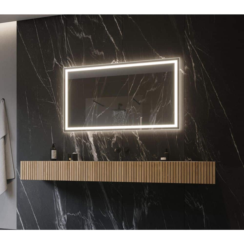 PARIS MIRROR Harmony 48 in. W x 28 in. H Rectangular Frameless Wall ...
