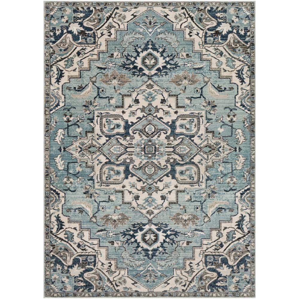 Livabliss Cairo Teal/Ivory 7 ft. 10 in. x 9 ft. 10 in. Oriental Area ...