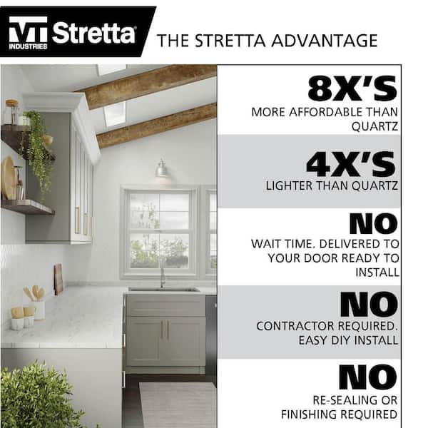 STRETTA 6 ft. White Laminate Countertop Kit with Full-Thickness Square ...