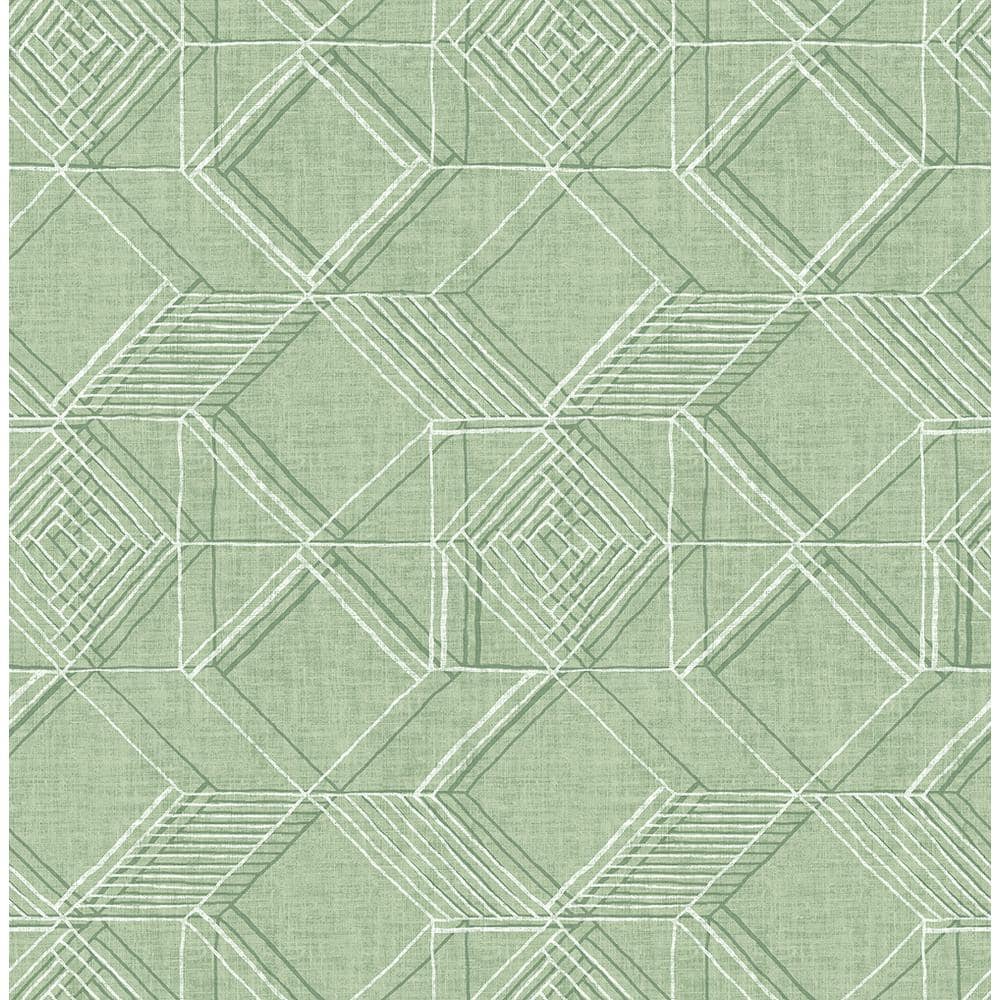 A-Street Prints Moki Green Lattice Geometric Green Wallpaper Sample ...