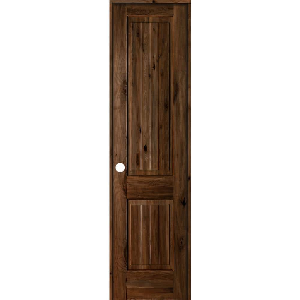 Krosswood Doors 24 in. x 96 in. Knotty Alder 2 Panel Right-Hand Square ...