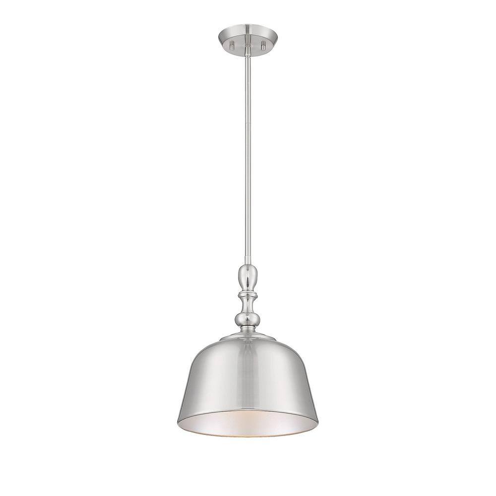 Savoy House Berg 12 in. W x 14 in. H 1-Light Satin Nickel Pendant Light ...