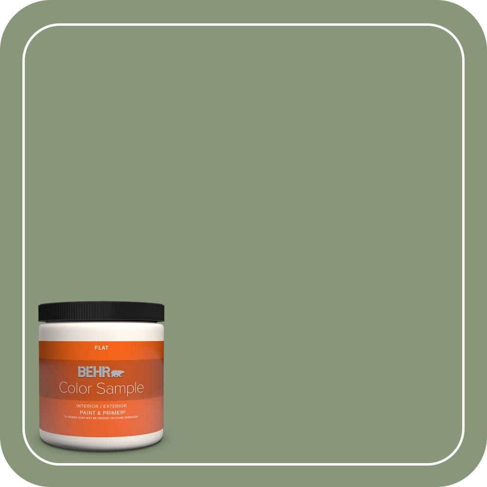 BEHR PREMIUM PLUS 8 oz. #S390-5 Laurel Tree Flat Interior/Exterior ...