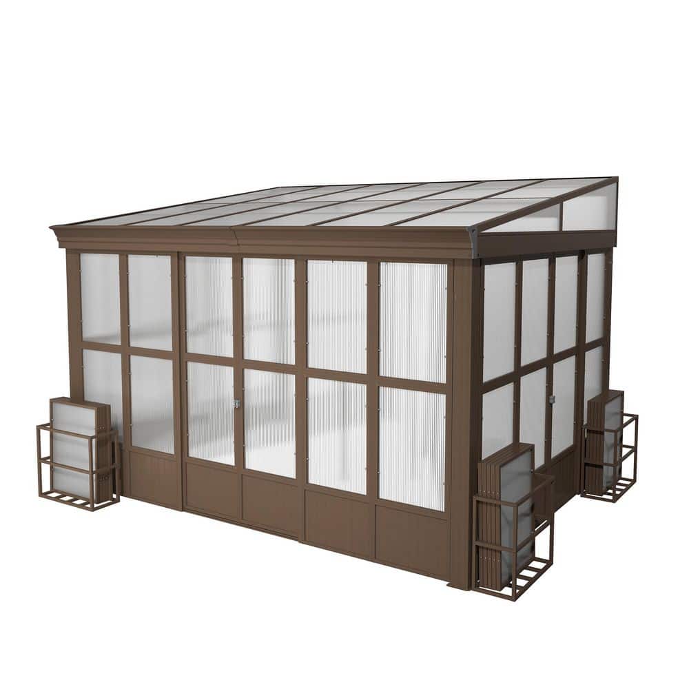 Clihome 10 ft. x 12 ft. Lean-to Sunroom Wall Mounted Solarium with ...