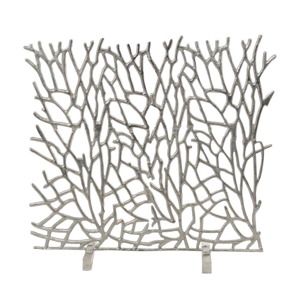 Litton Lane Silver Aluminum Coral Inspired Single Panel Fireplace ...