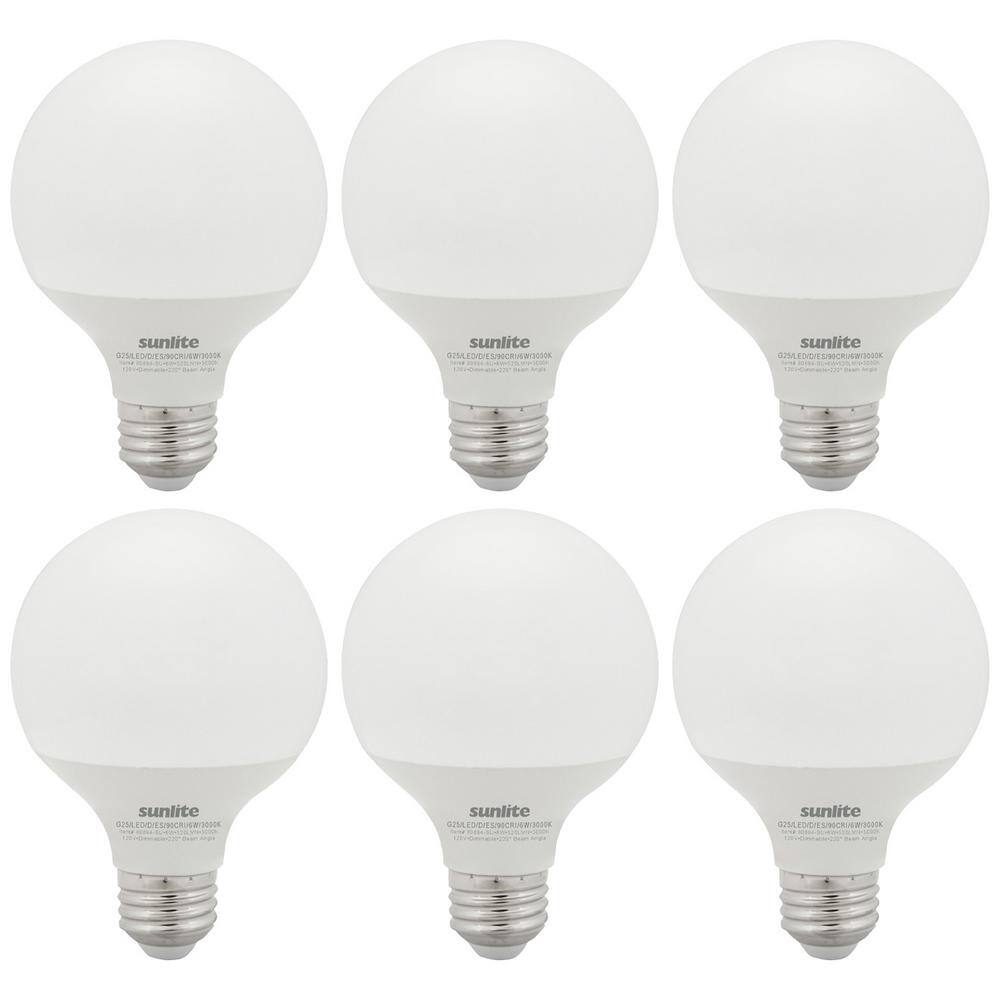 Sunlite 60-Watt Equivalent G25 Dimmable and Energy Star E26 Base LED ...