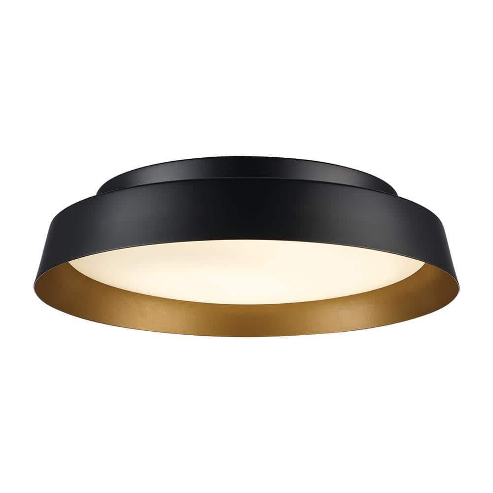 Monteaux Lighting 13 in. Black and Gold Integrated LED Flush Mount ...