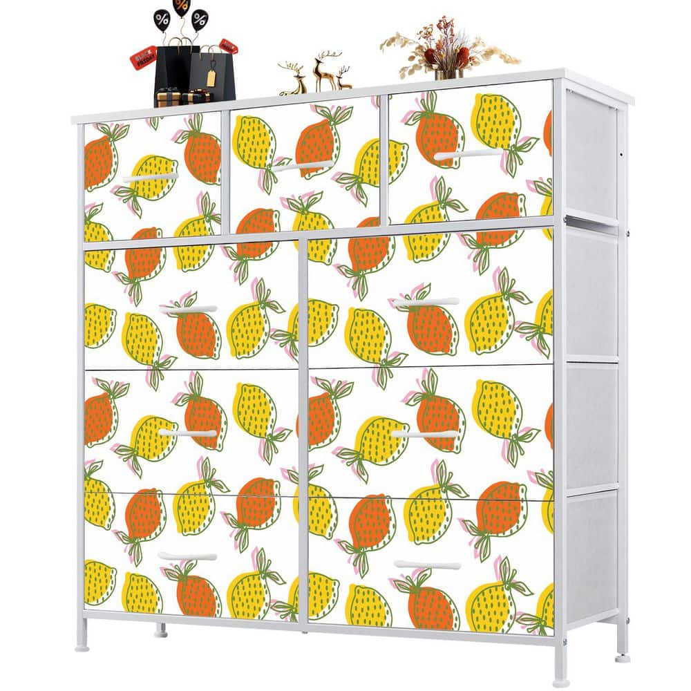WONDER COMFORT Fruit Party White Steel Frame 9 Drawer 11.8 in. Wide ...