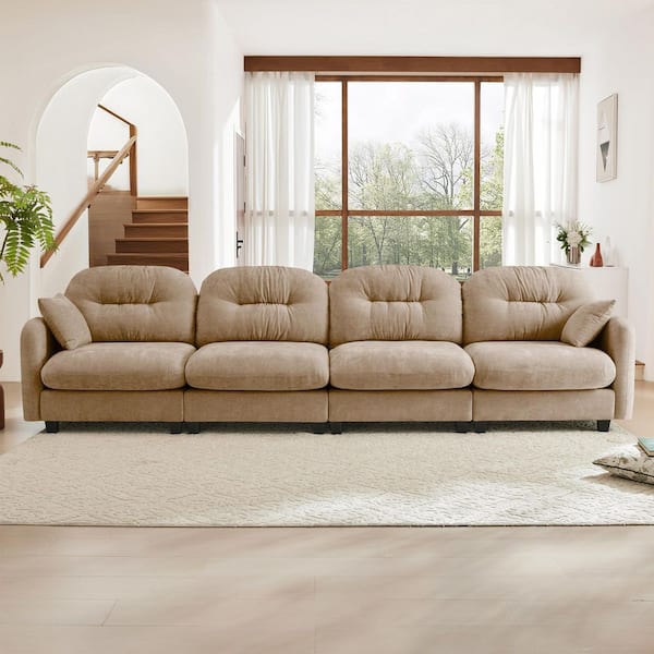 Noble House Kay 140 in. Chenille Upholstered Cloud Rectangle Sectional ...