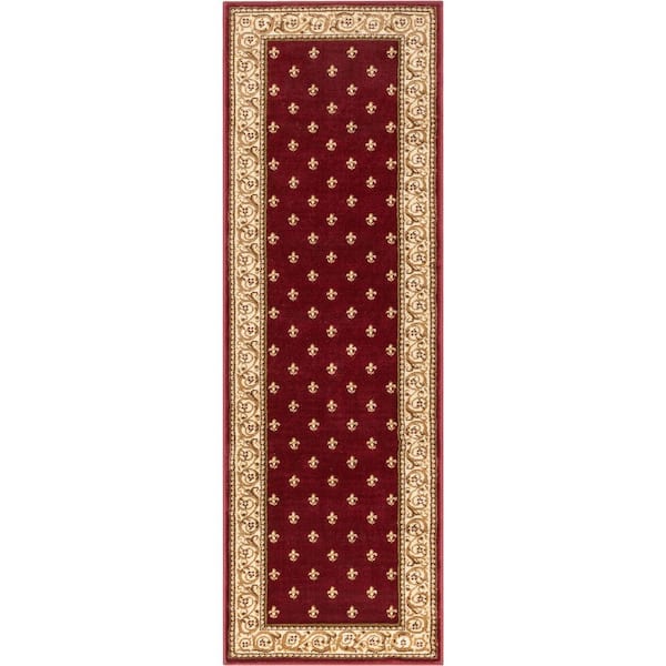 Well Woven Barclay Fleur De Lis Elegance Traditional Oriental, Red 2 ft ...