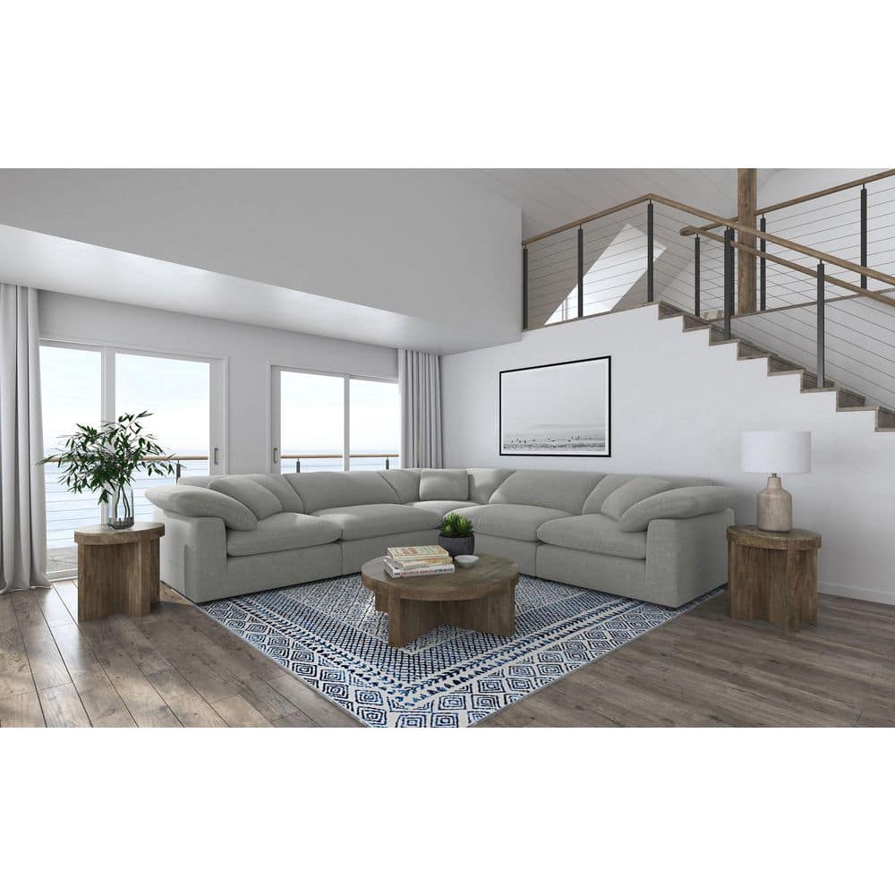 Coaster Raleigh 175.5 in. 6-Piece Boucle Fabric Upholstered Modular ...