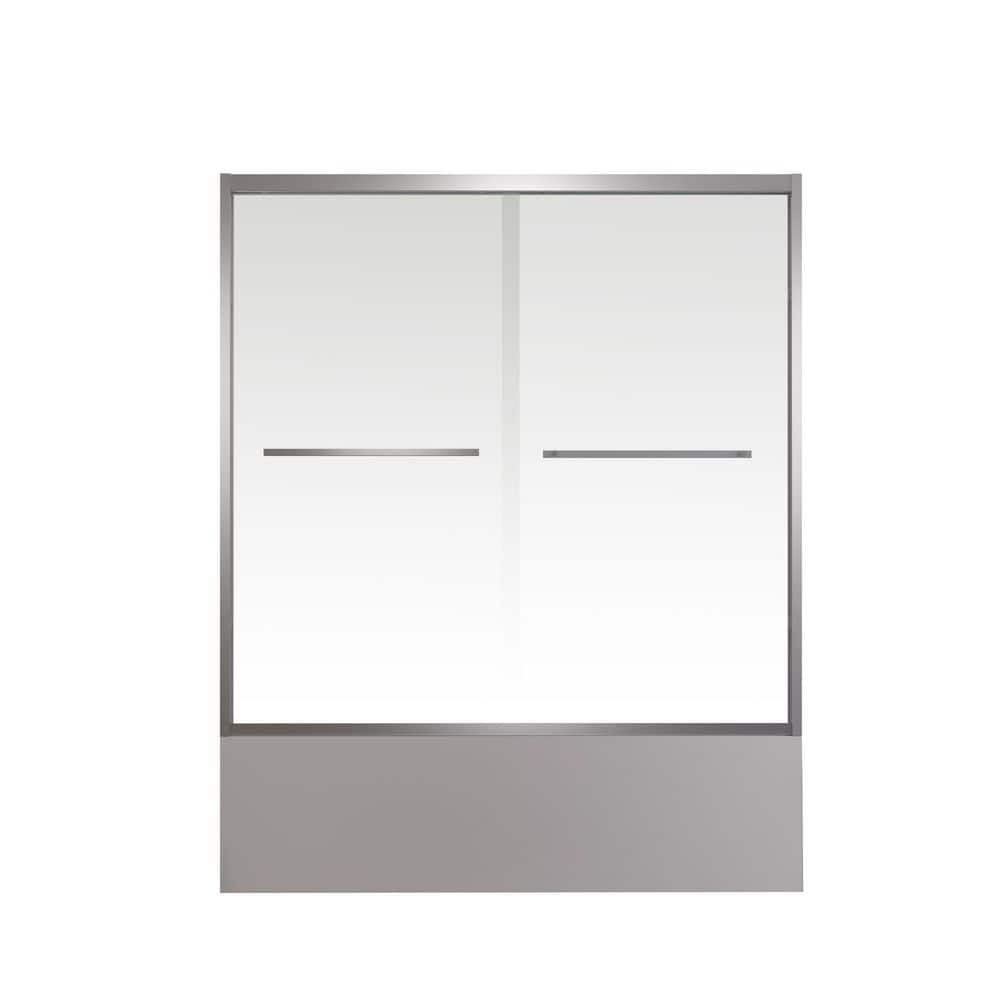 LIVACA 60 in. W x 58 in. H Double Sliding Tub Door in Chrome Finish ...