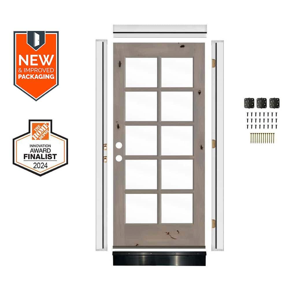 Krosswood Doors DIY 32 in. x 80 in. Knotty Alder Right-Hand 10-Lite ...