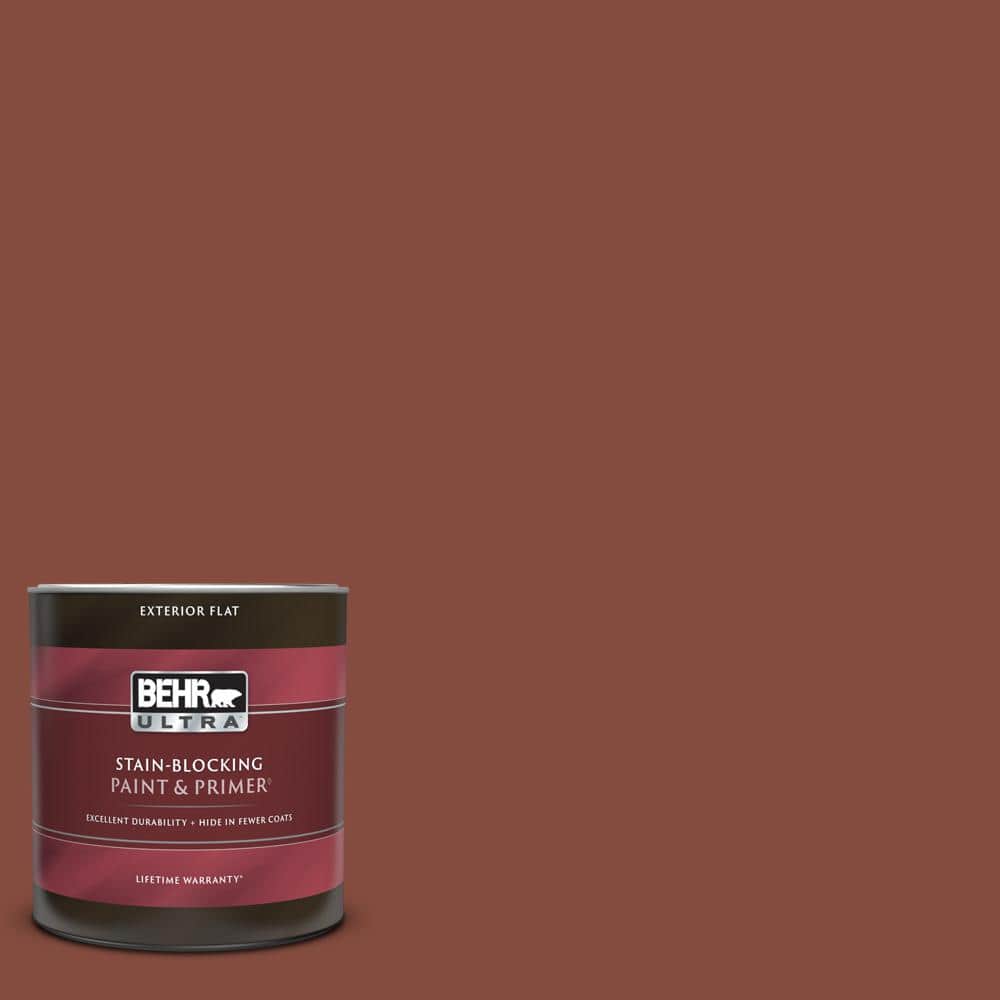 BEHR ULTRA 1 qt. #S160-7 Red Chipotle Flat Exterior Paint & Primer ...