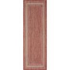 Unique Loom Outdoor Soft Border Rust Red 2' 0 x 6' 0 Runner Rug 3136830