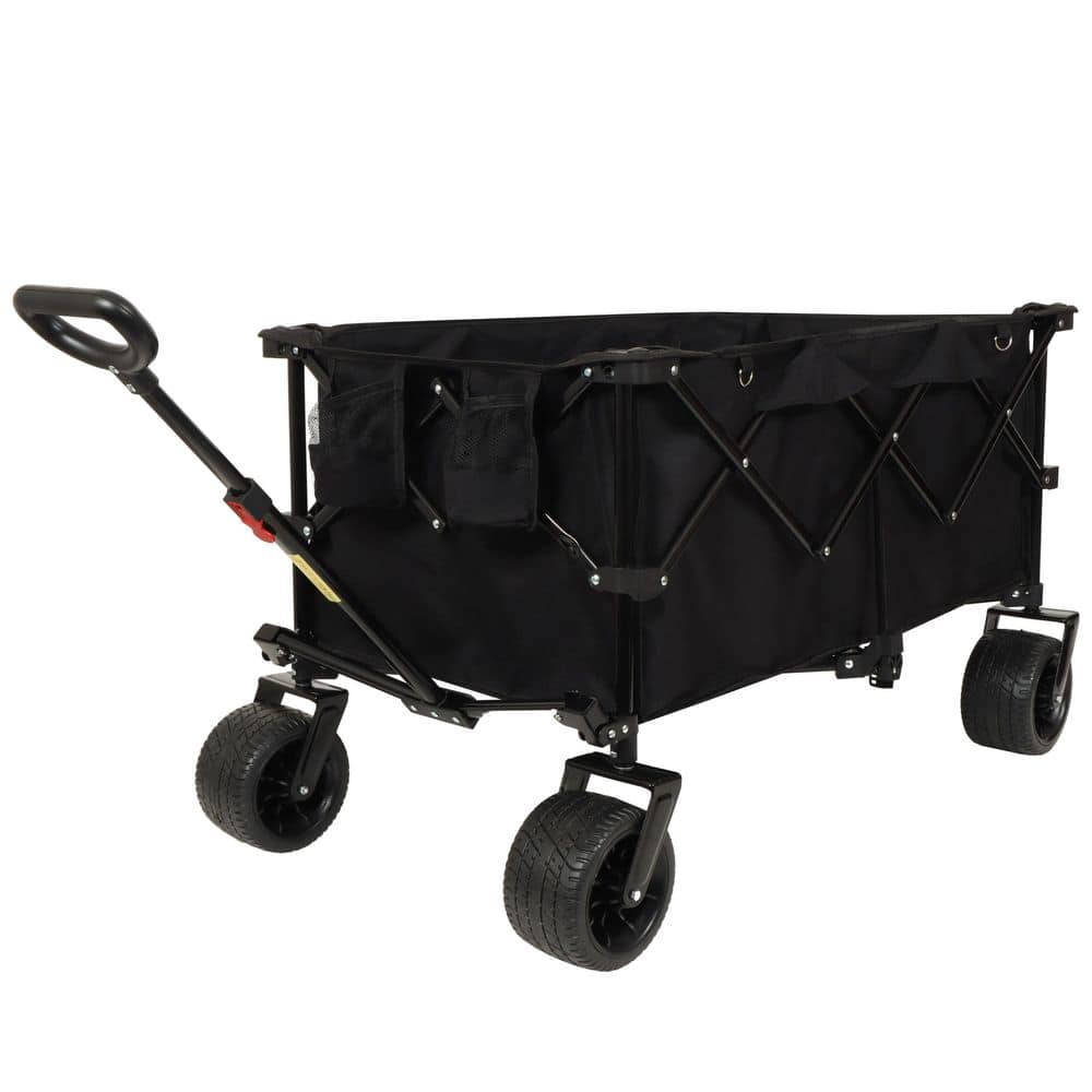 Tenleaf 16 cu. ft. Steel Folding Utility Wagon Cart, Adjustable Handle ...