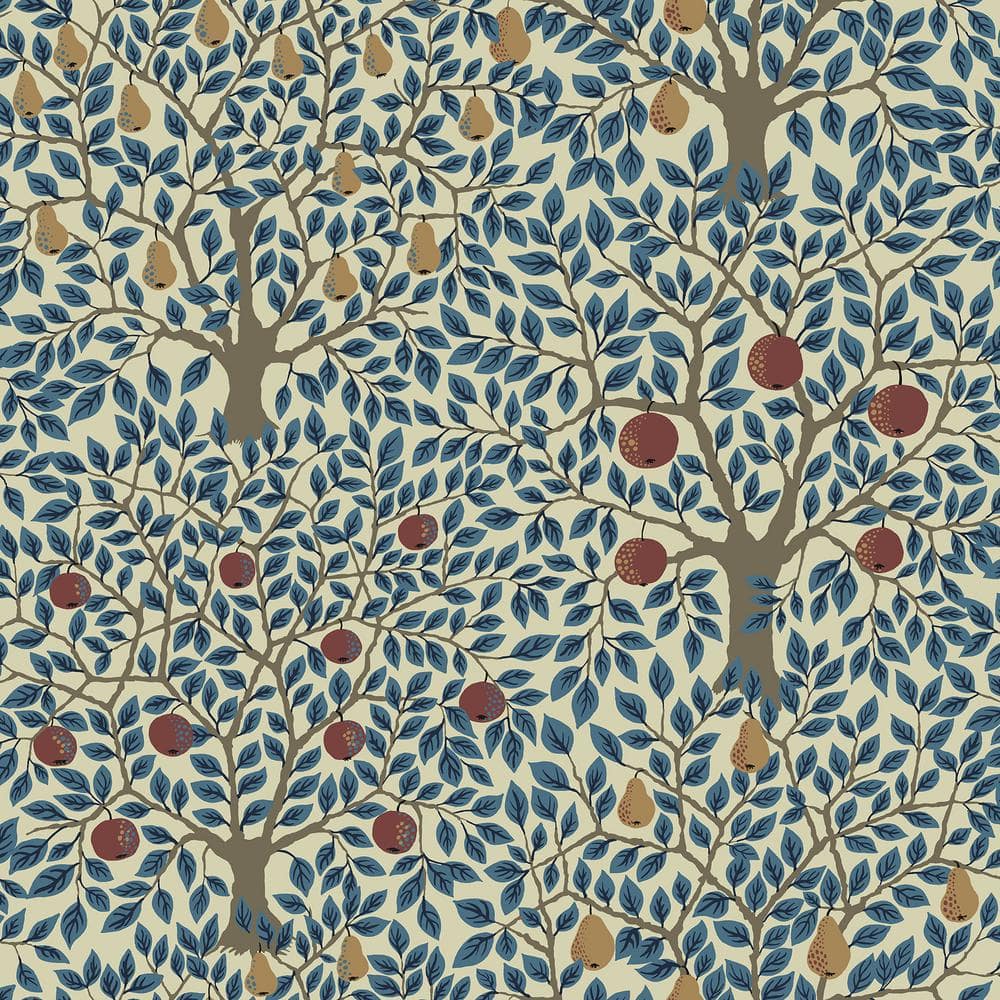 A-Street Prints Pomona Blue Fruit Tree Wallpaper Sample 2948-33013SAM ...