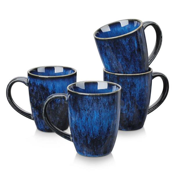 vancasso Starry 16 oz. Blue Stoneware Mugs Coffee Mug (Set of 4) Coffee ...