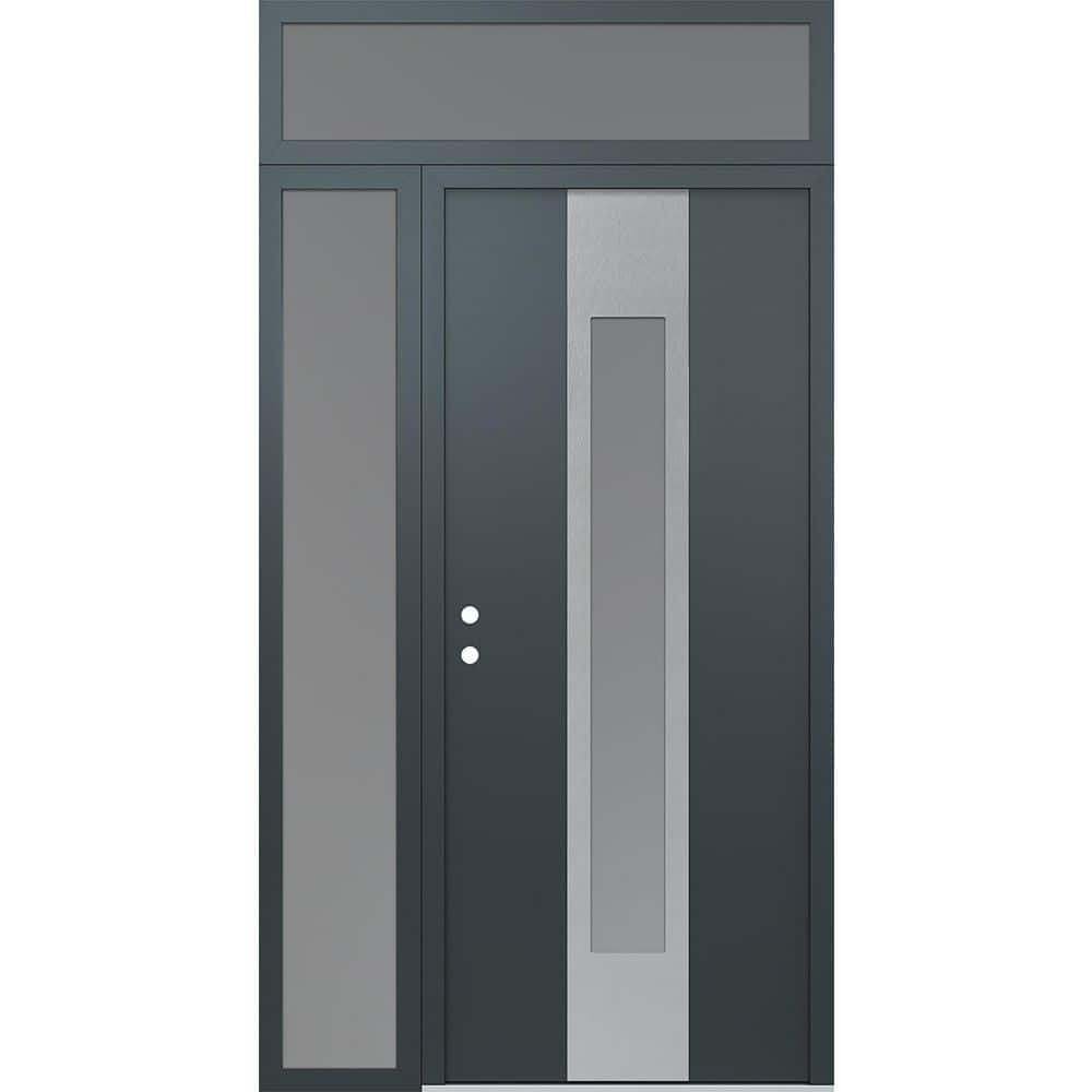 Tessari Doors A1 52 in. x 96 in. Silver P Right-Hand/Inswing Frosted ...