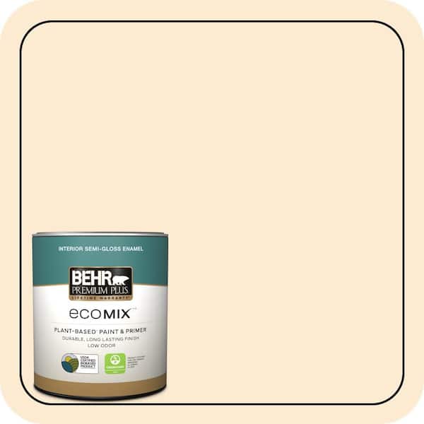 BEHR PREMIUM PLUS 1 qt. #320E-1 Popcorn Ball Semi-Gloss Enamel EcoMix ...