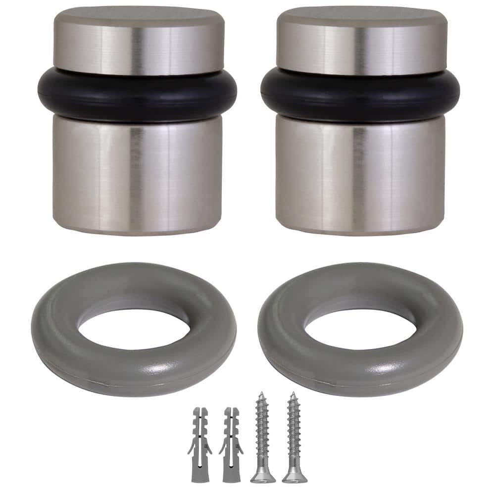 Design House Modern Cylindrical Floor Bumper Doorstop in Satin Nickel ...