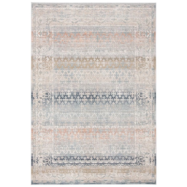SAFAVIEH Cosmopolitan 4 ft. x 6 ft. Cream/Gray Distressed Geometric ...