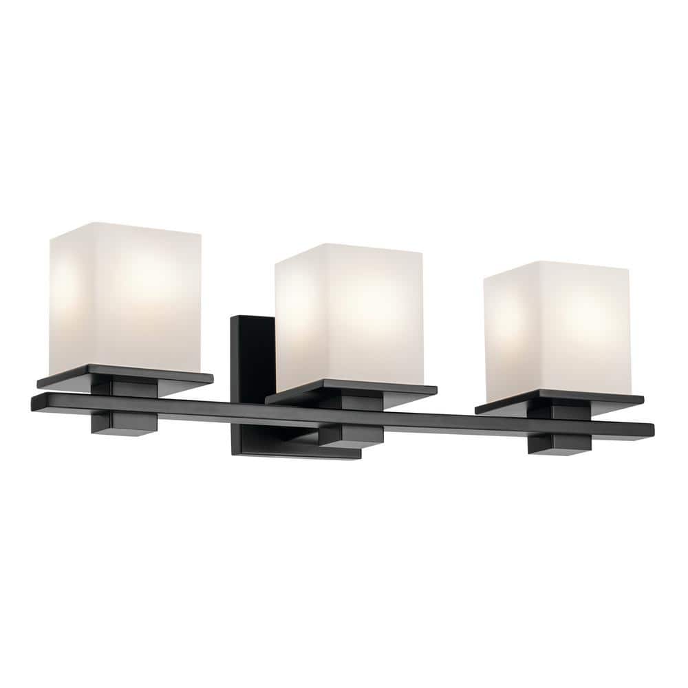 KICHLER Tully 24 in. 3-Light Black Soft Modern Bathroom Vanity Light ...