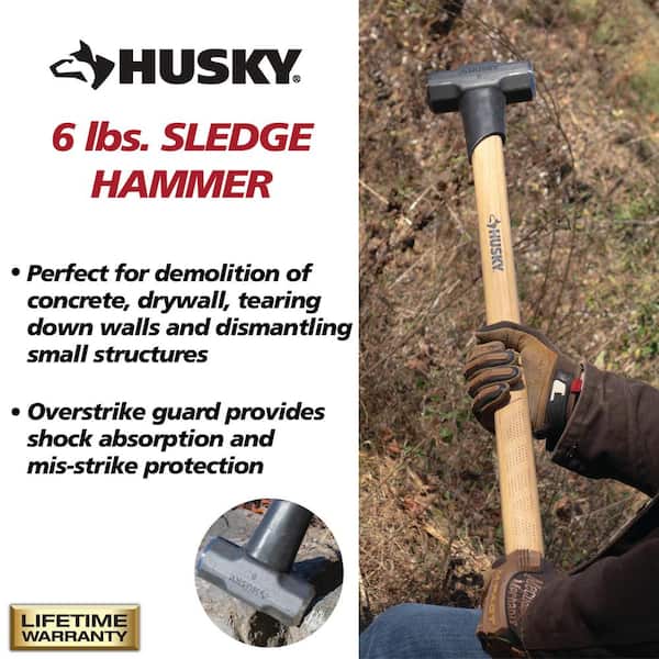 Husky 6 lb. Sledgehammer with 35 in. Hickory Handle 34205 - The Home Depot