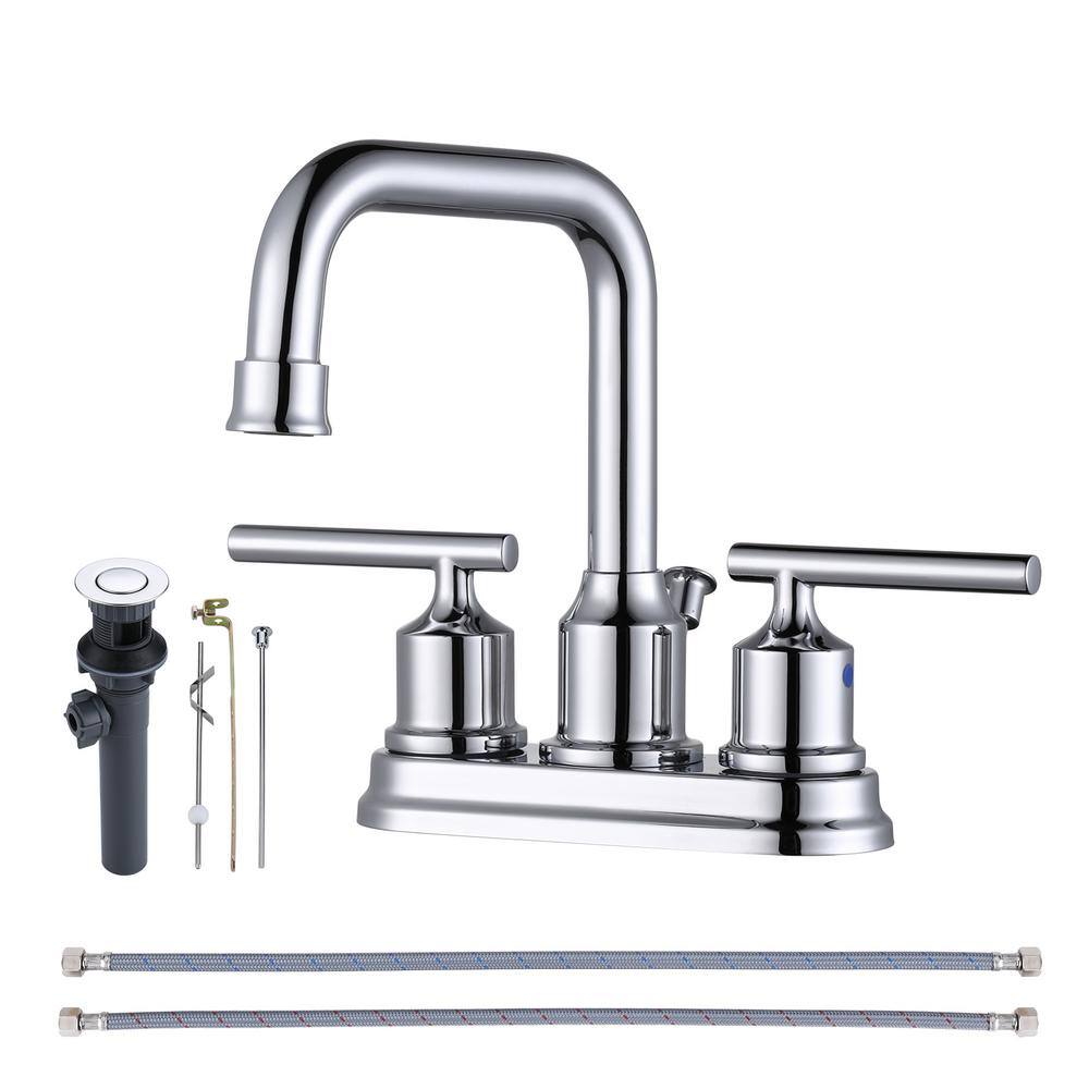 IVIGA 4 in. Centerset Double Handle Bathroom Faucet with Swivel Spout ...