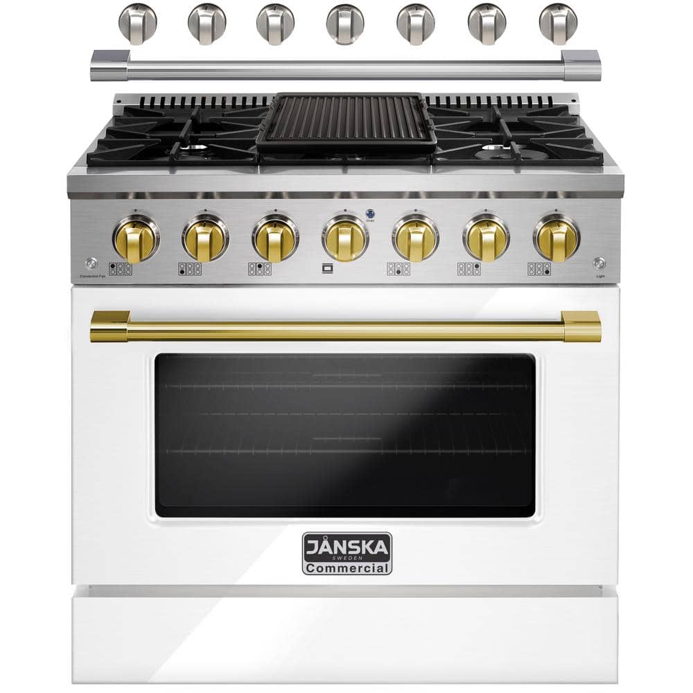JANSKA Professional 36 in. 5.2 cu. ft. Gas Range with 6-Sealed Burners ...