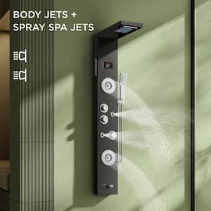 ANZA 55 in. 6-Jet LED Rainfall and Waterfall Modesand Shower Panel ...