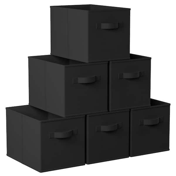 Ornavo Home 13 in. x 13 in. x 15 in. Black Cube Storage Bin 6PK-BIN-13 ...