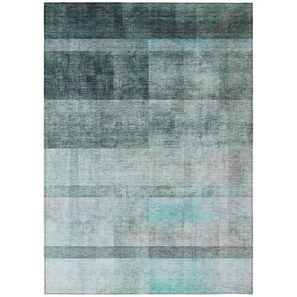 HomeRoots Teal 8 ft. x 10 ft. Woven Solid Color Rectangle Indoor ...