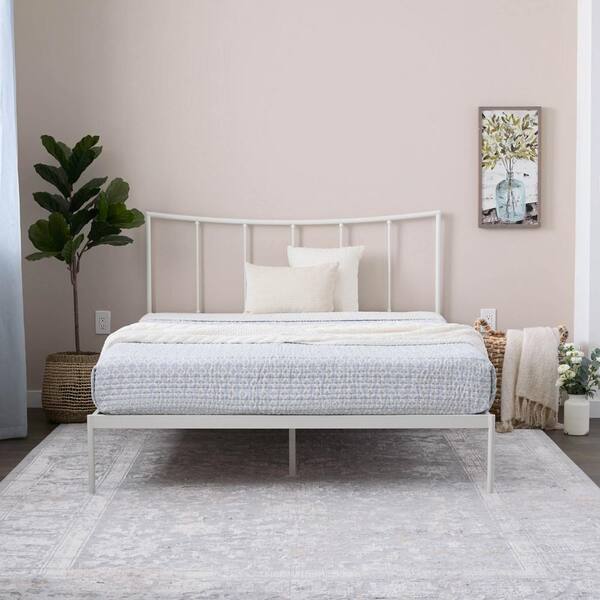 Brookside Gemma White Metal Frame Full Platform Bed with Scooped Vertical Bar Headboard BSXC0003MBDFFWH The Home Depot