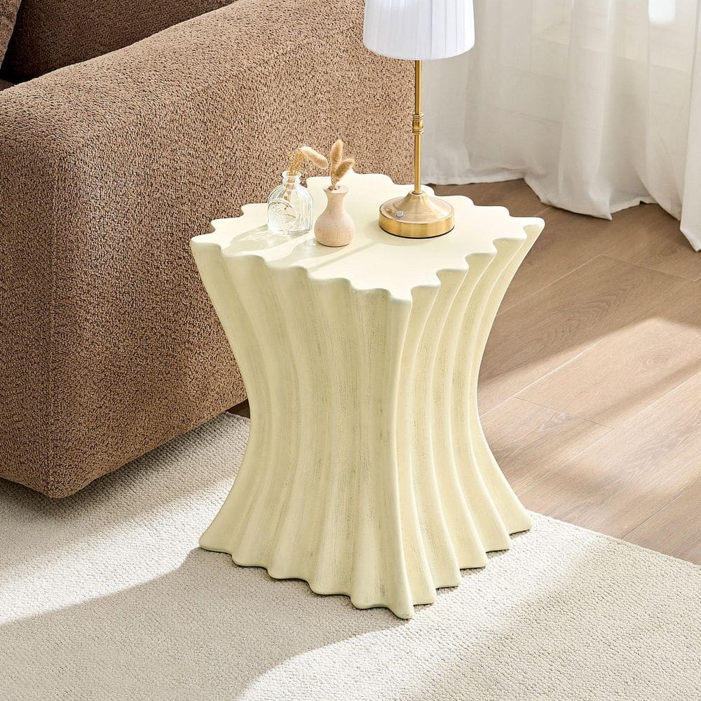 Noble House Apostol 15.16 in. Beige Square Fiberglass End Table 176860 ...