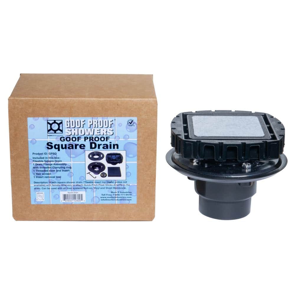 Goof Proof Shower Goof Proof 4 in. x 4 in. ABS Square Shower Drain GPSD ...