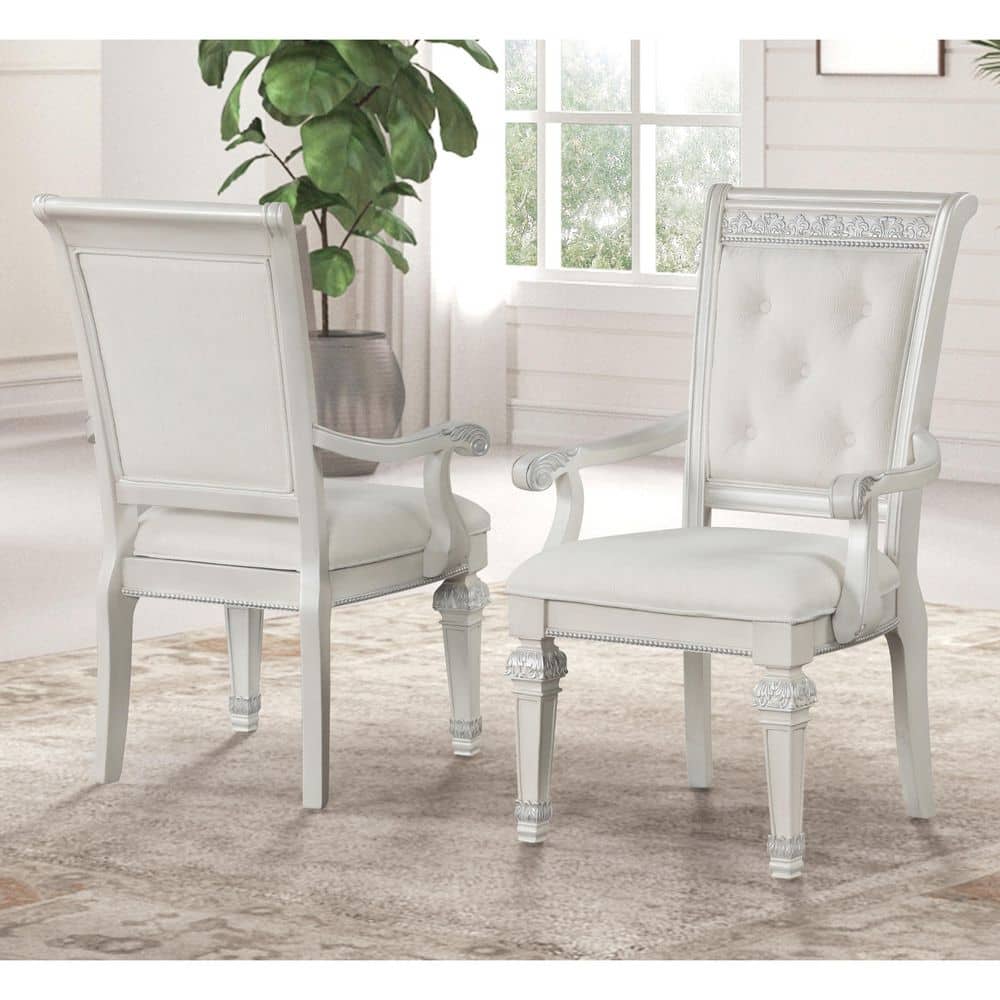 Furniture of America Toell Traditional Ivory Fabric Upholstered Dining ...