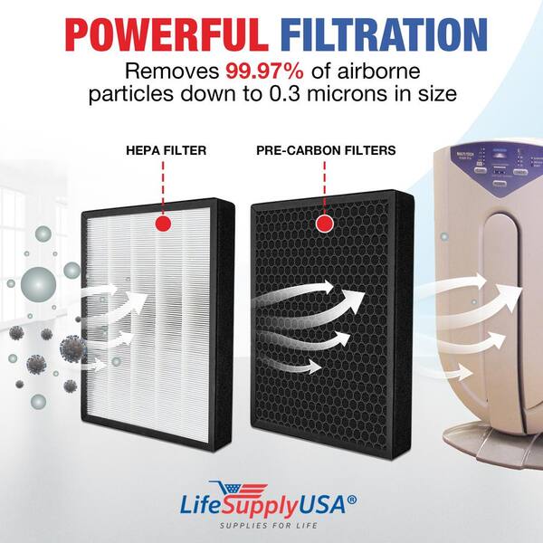 LifeSupplyUSA 2 in 1 True HEPA Air Cleaner Replacement Filter Activated Carbon Charcoal Compatible w Intelli Pro XJ 3800 Series ER369 HD The Home Depot