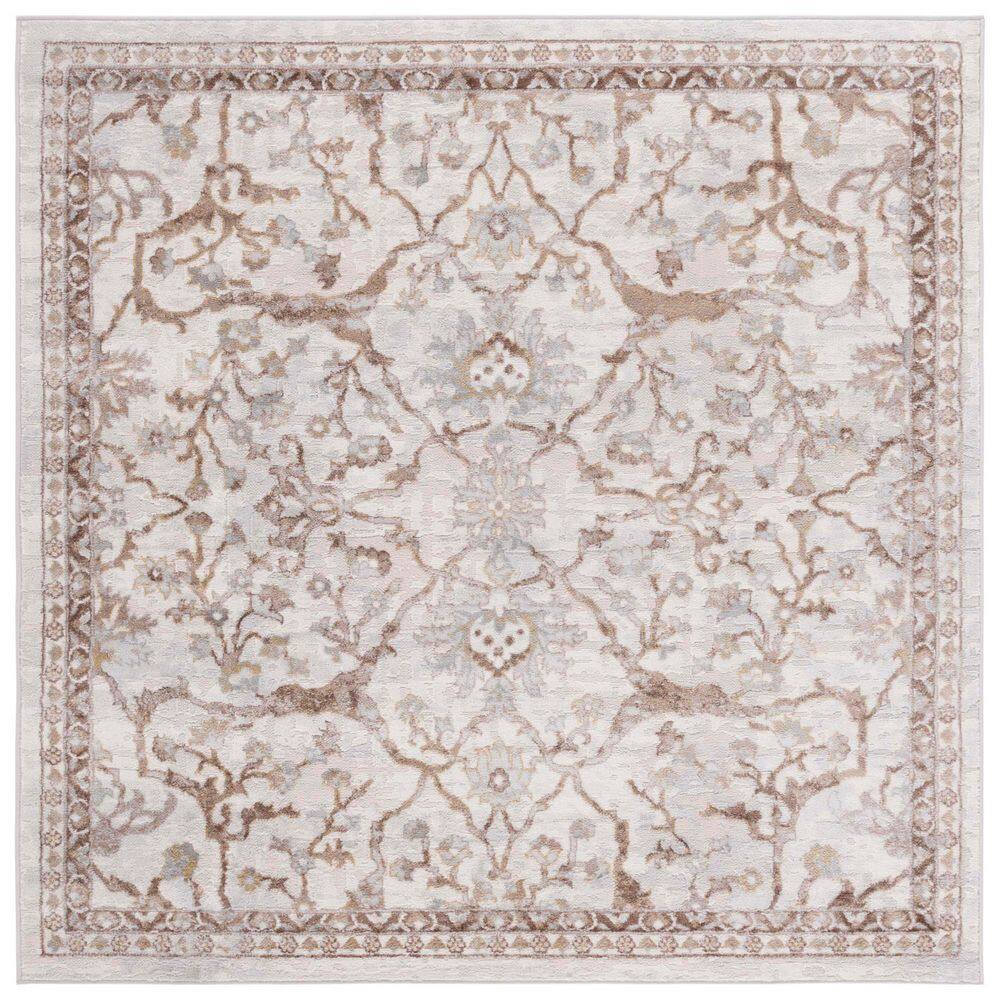 SAFAVIEH Palma 3 ft. x 3 ft. Beige/Brown Ornate Border Square Area Rug ...