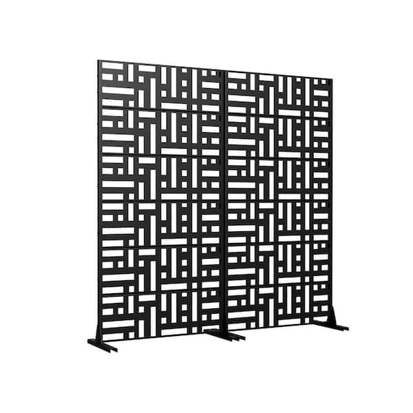 SpassWay 6ft. H x 4ft. W Metal Privacy Screen Fence Panel Black AHD ...