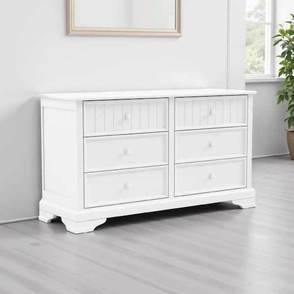 Benjara Tela White and Dark Brown 6-Drawer 54 in. Dresser without ...