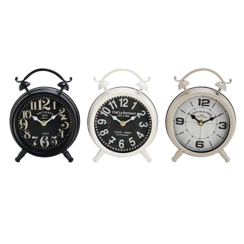 Litton Lane White Metal Vintage Analog Tabletop Clock (Set of 3) 52575 ...
