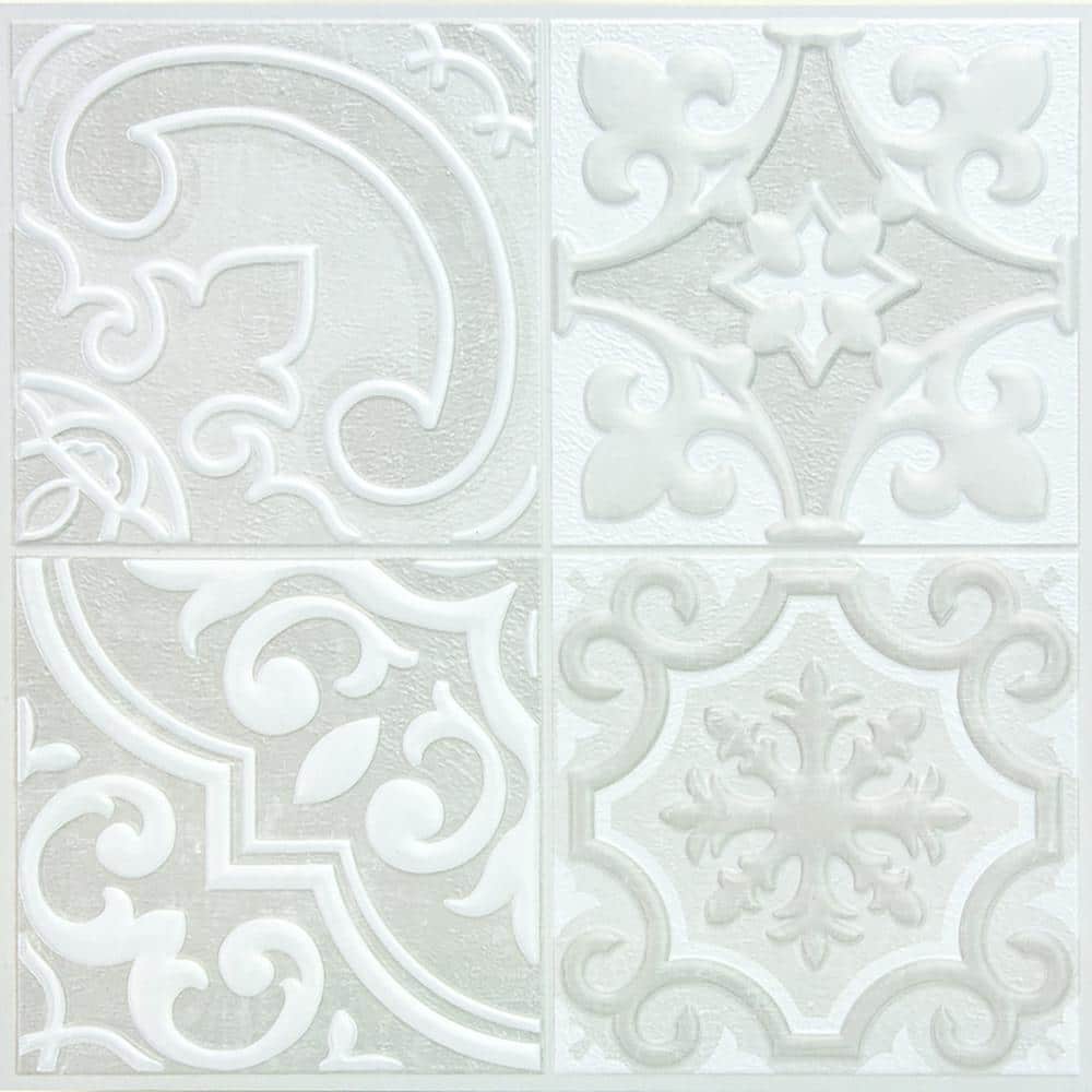 WallPOPs Holly Cream Embossed 10 in. x 10 in. x 0.04 in. PVC Peel and ...