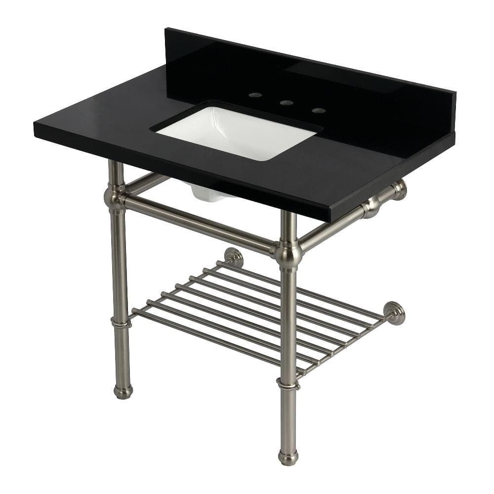 Kingston Brass Templeton 36 in. Granite Console Sink with Brass Legs in ...