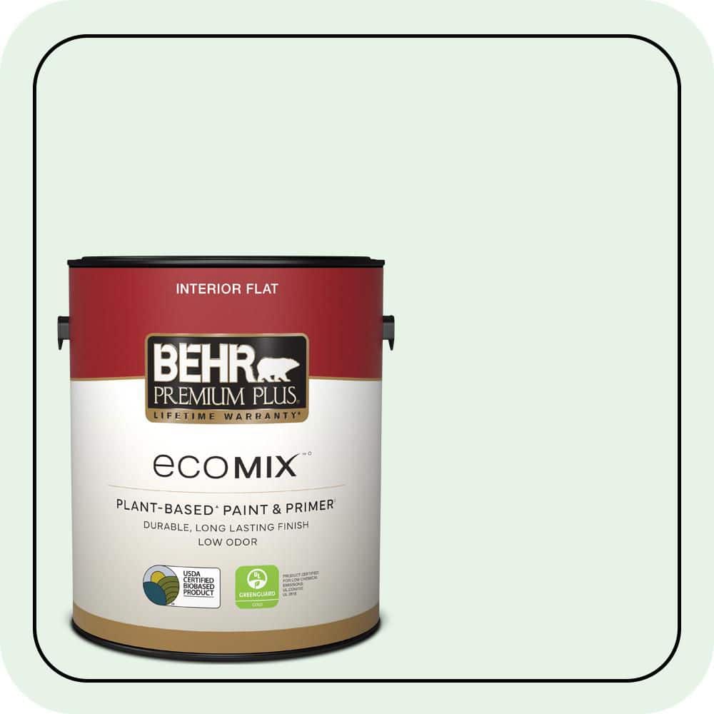 BEHR PREMIUM PLUS 1 gal. #470C-1 Mint Fizz Flat EcoMix Plant-Based ...