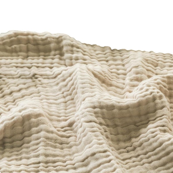 Afoxsos Light Tan Muslin Cotton Throw Blanket 50 in. x70 in. All Season ...