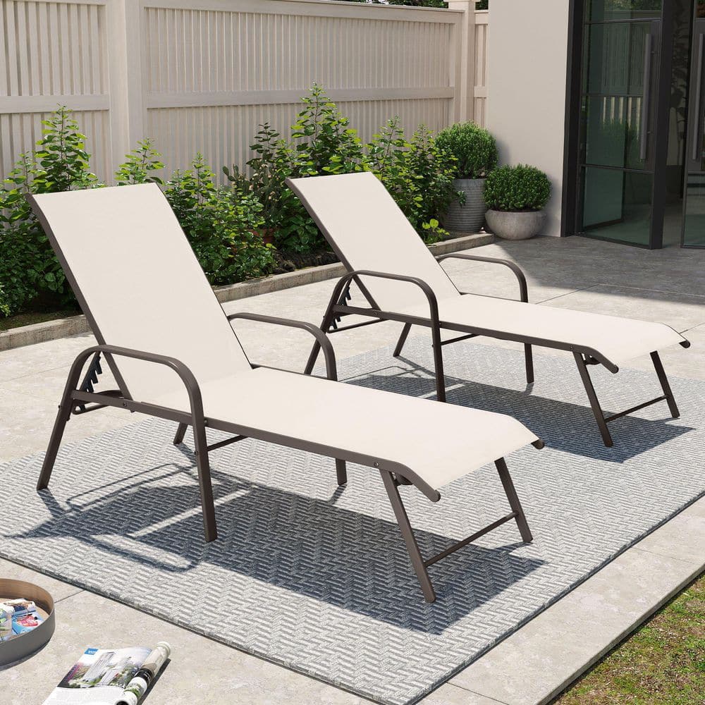 Crestlive Products 2-Piece Metal Outdoor Chaise Lounge with Adjustable ...