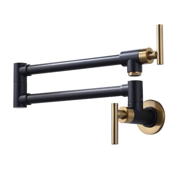 VEVETTA Wall Mounted Pot Filler 2-Handles Kitchen Faucet with 360 ...